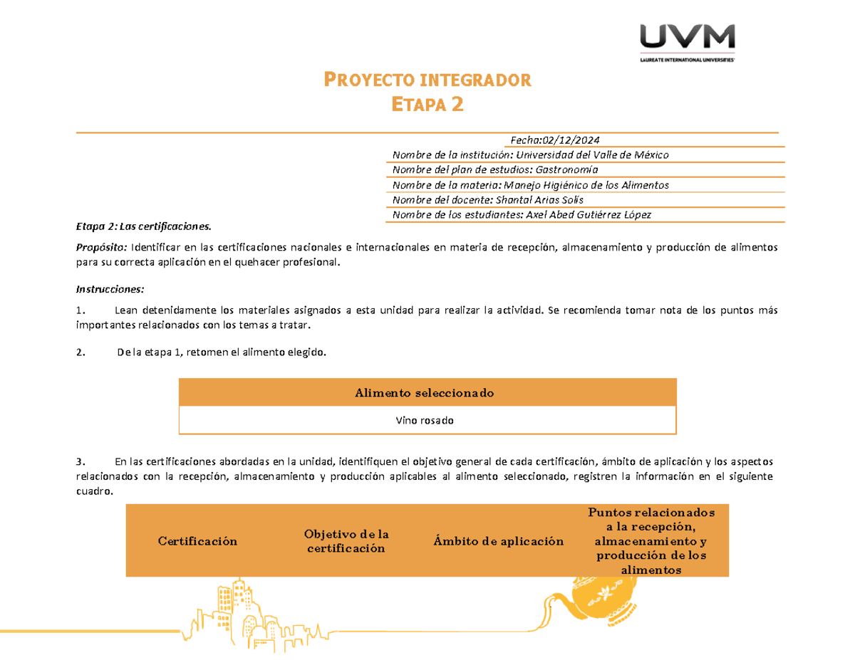A7 AAGL - Proyecto integrador etapa 2 - ETAPA 2 Etapa 2: Las certificaciones. Propósito ...