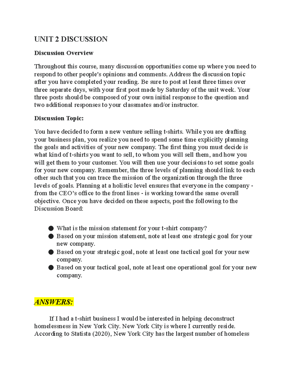 MT140, UNIT 2 Discussion - UNIT 2 DISCUSSION Discussion Overview ...