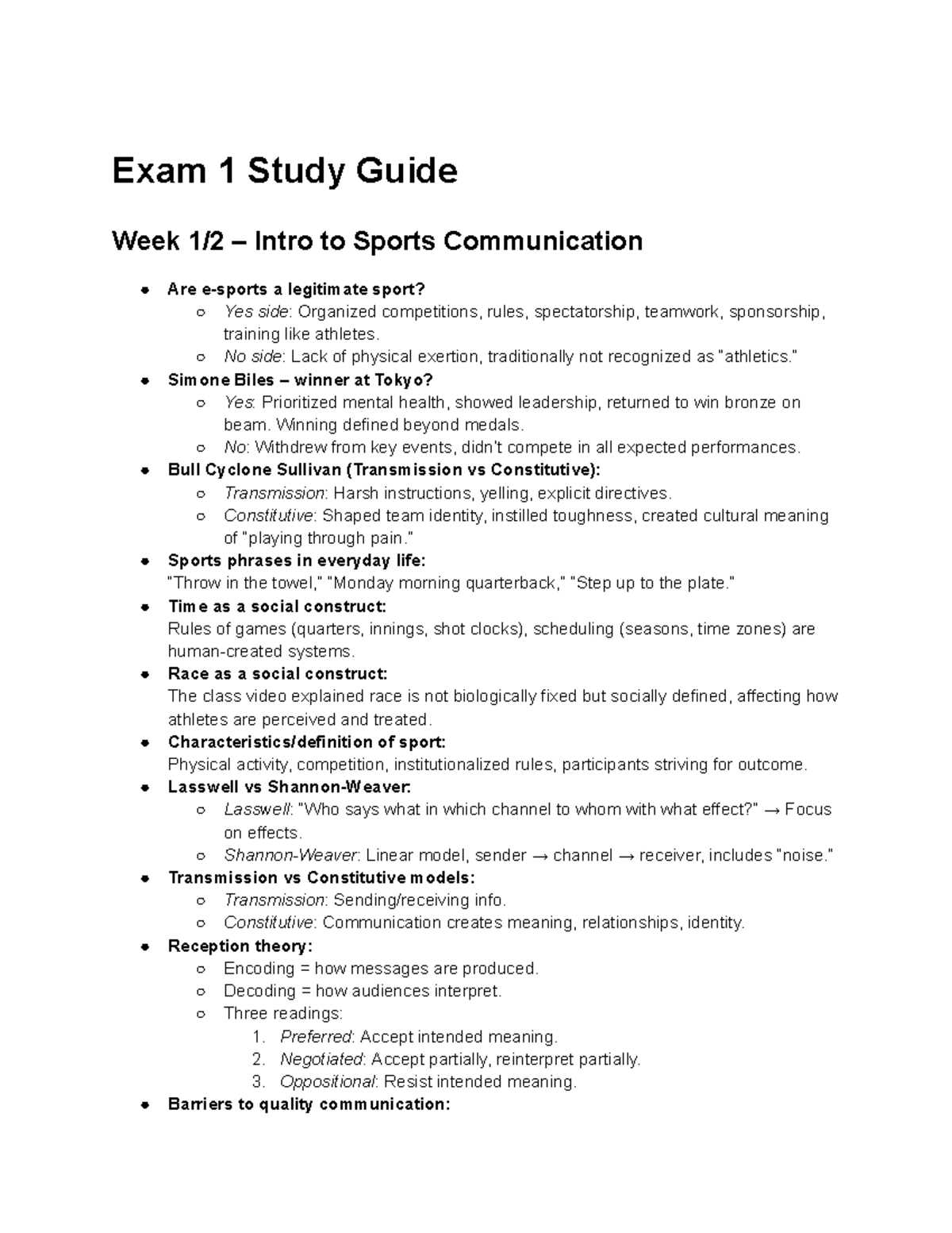 Sports Communication Exam 1 Study Guide: Key Concepts & Crisis ...