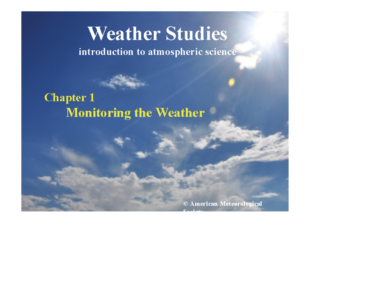 Weather Studies: Chapter 1 - Monitoring the Weather Fundamentals - Studocu