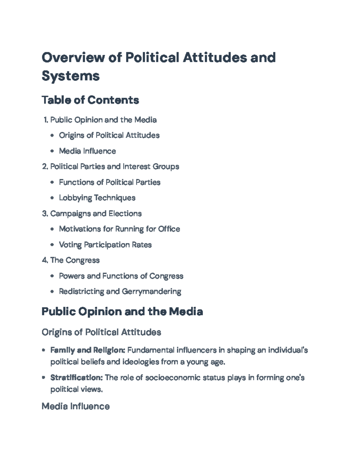 Political Attitudes and Systems Overview: Media, Parties, Elections ...