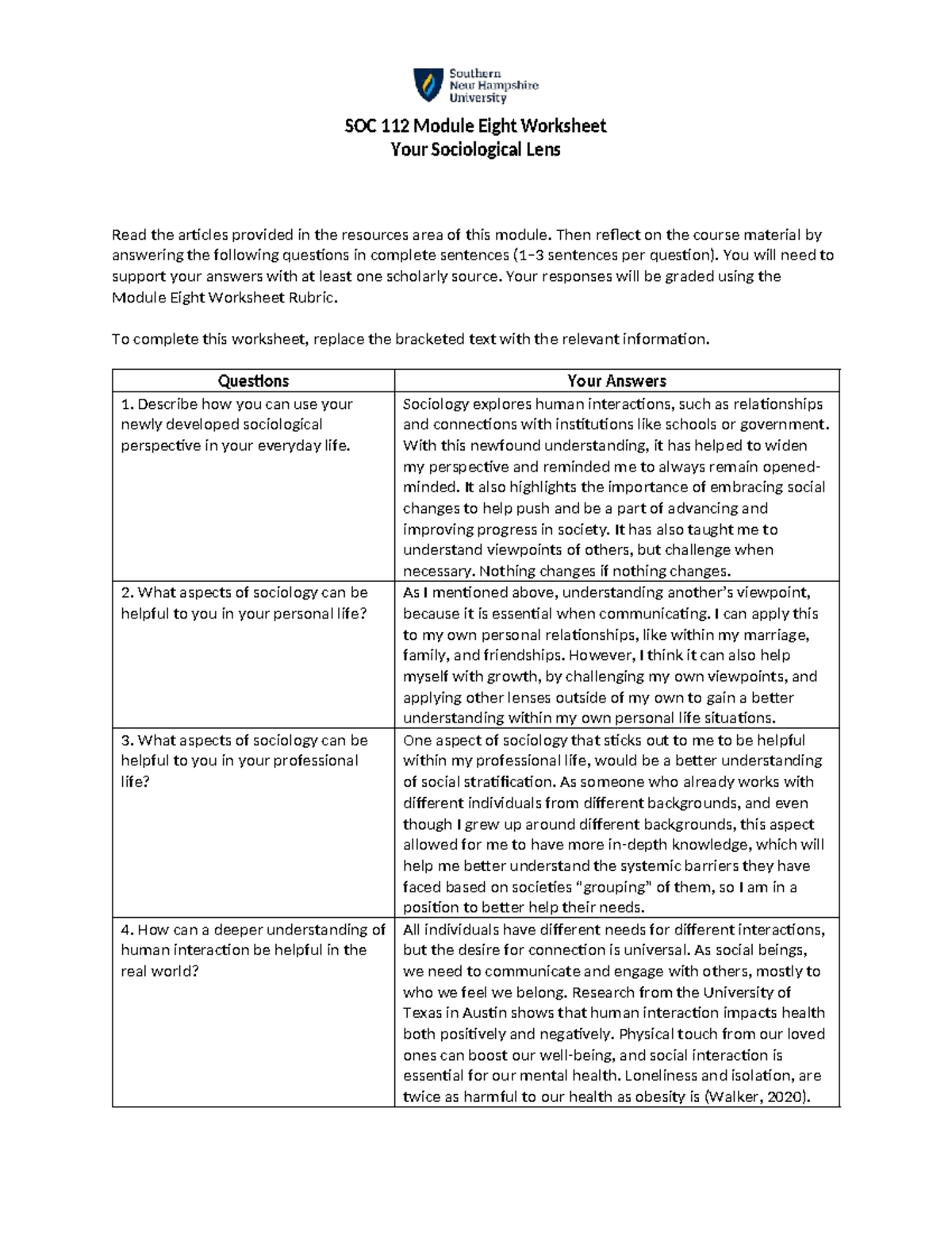SOC112 Wrksht 8 - Week 8 Worksheet for SOC-112. Received an A on this ...