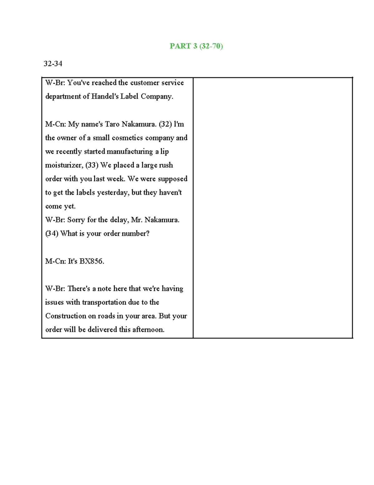 TOEIC Listening Part 3: Questions & Answers (Sample Practice) - Studocu