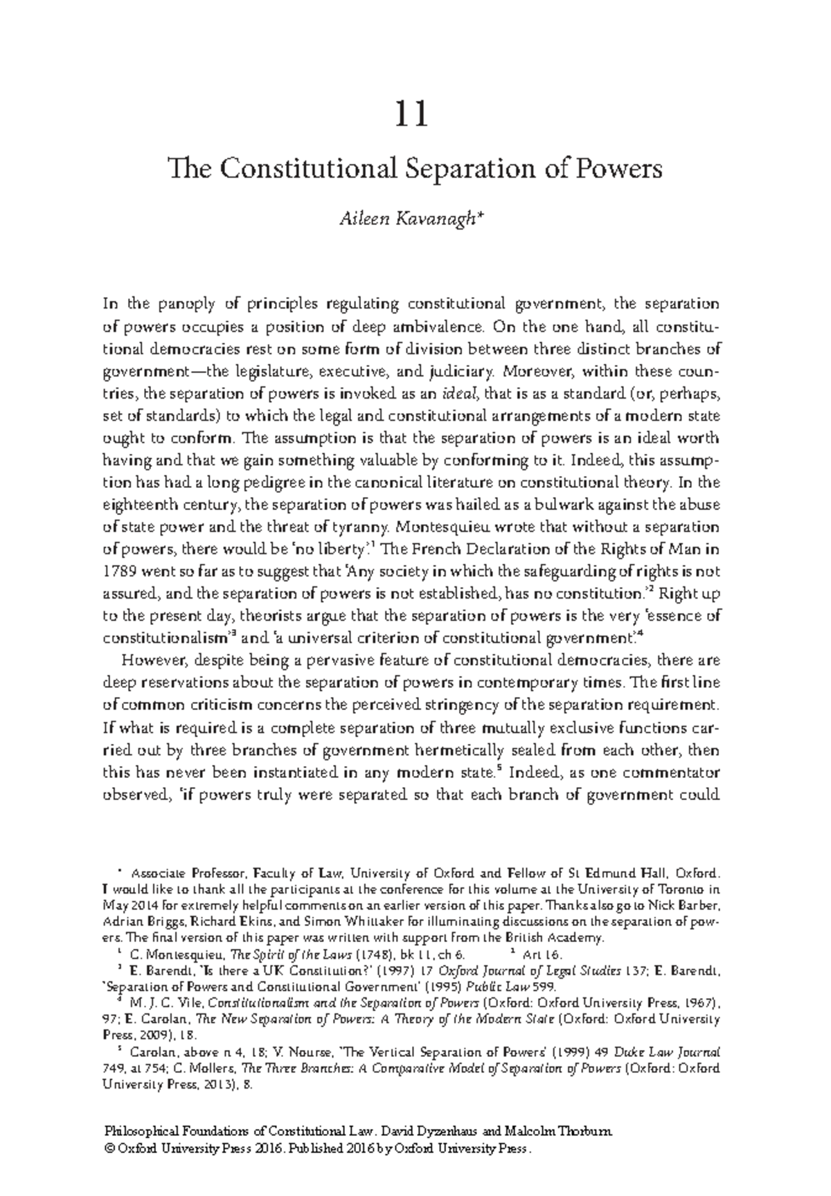 The Constitutional Separation of Powers: Challenges and Revisions (LAW ...