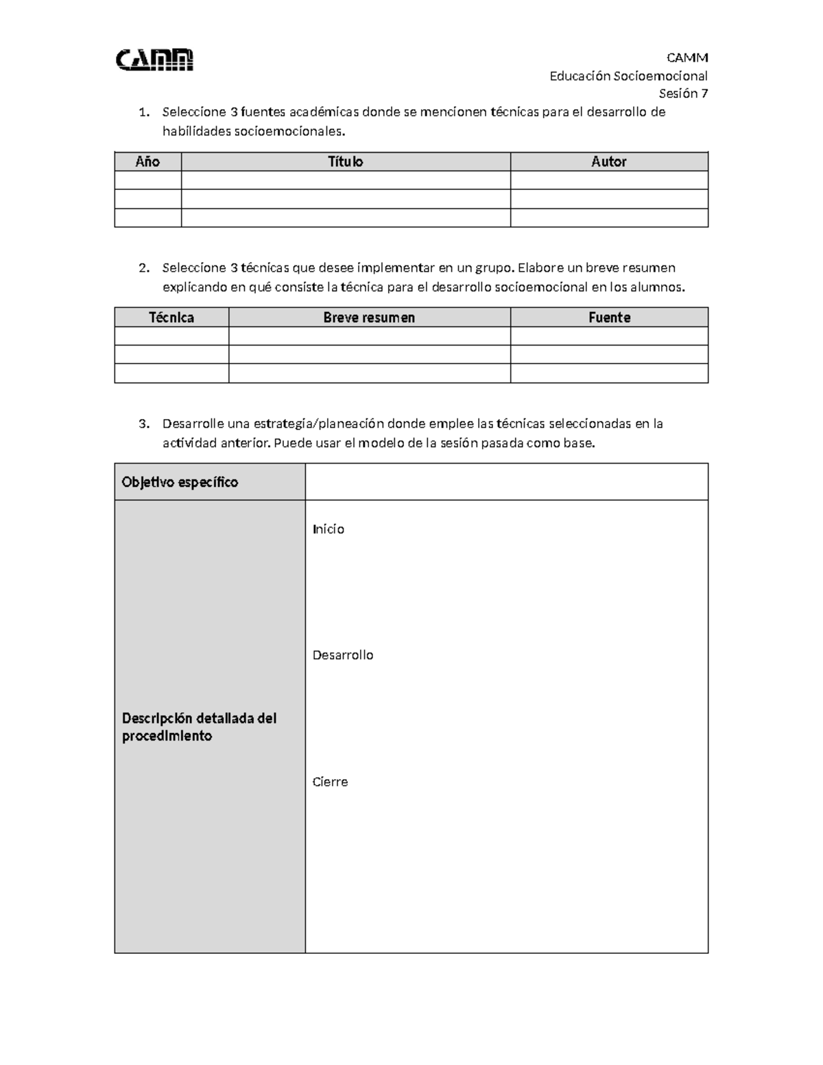 7.3 Formato Actividad - CAMM Educación Socioemocional Sesión 7 ...