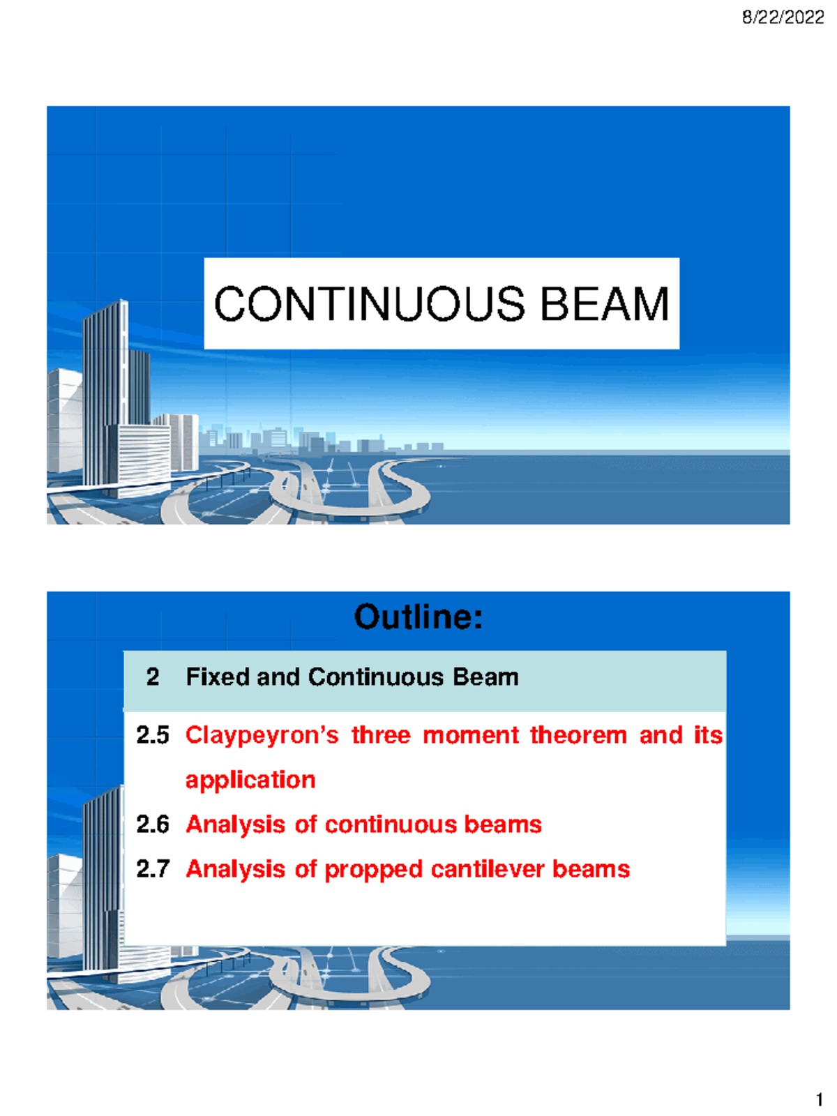 CL341 Unit 2.2 Continuous beam-AY 2022-23 - CONTINUOUS BEAM Outline: 2 ...