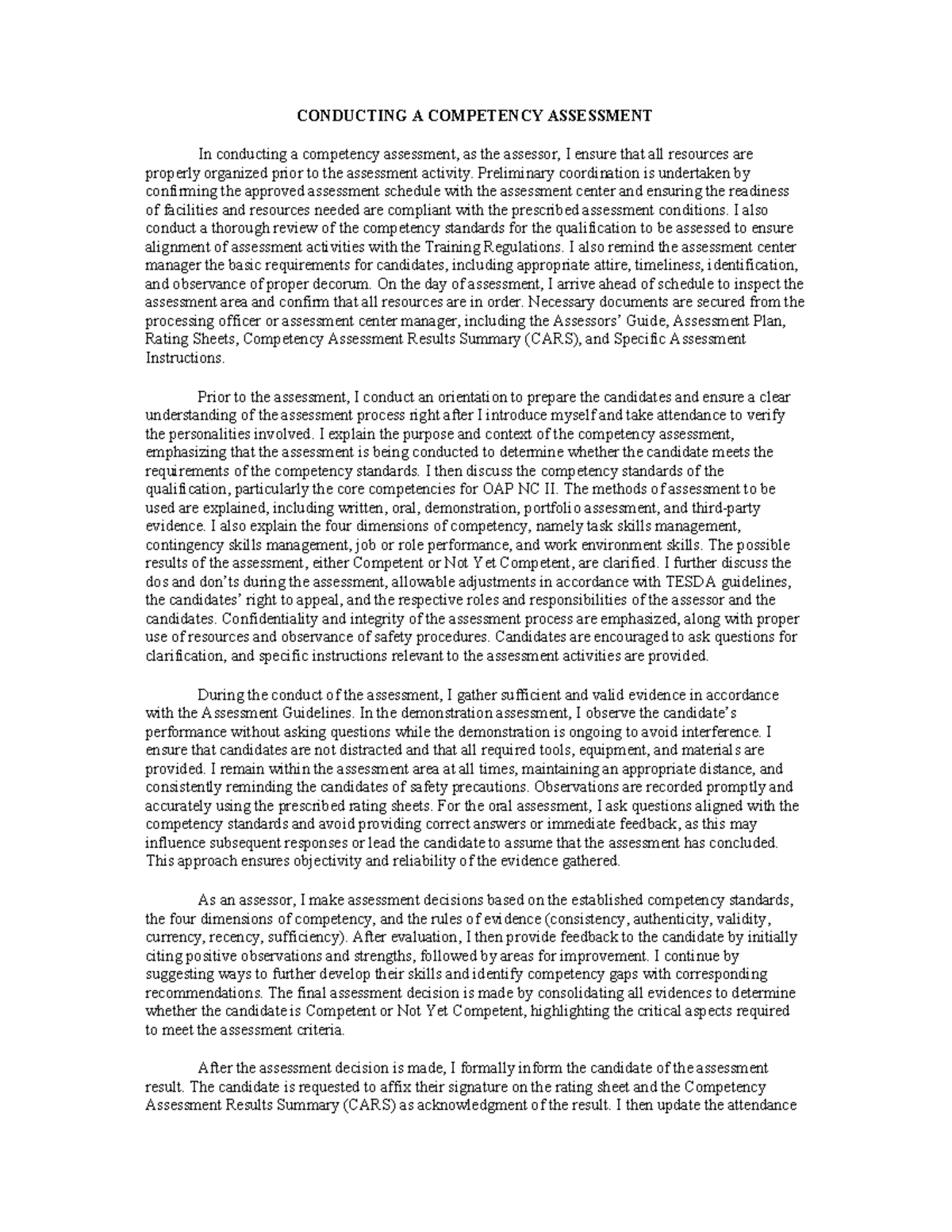 CCA - Conducting a Competency Assessment: Key Pointers and Guidelines ...