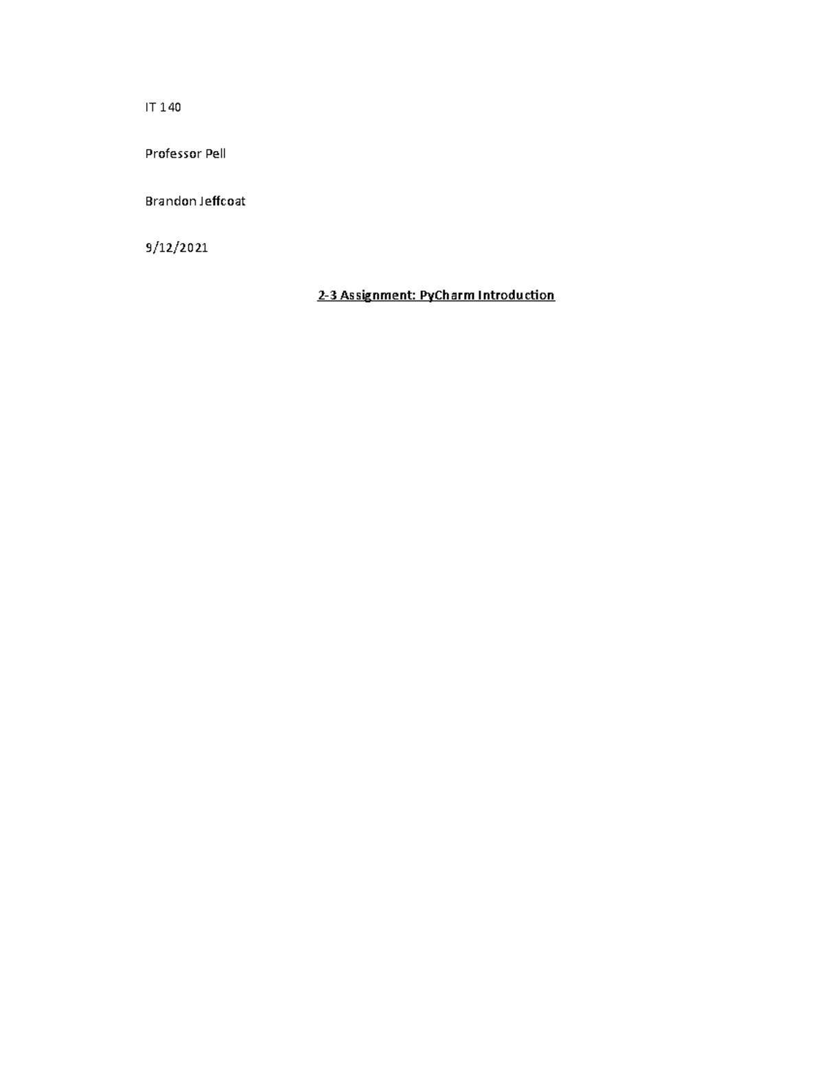 Module 2 assignment Brandon Jeffcoat - IT140 - IT 140 Professor Pell ...