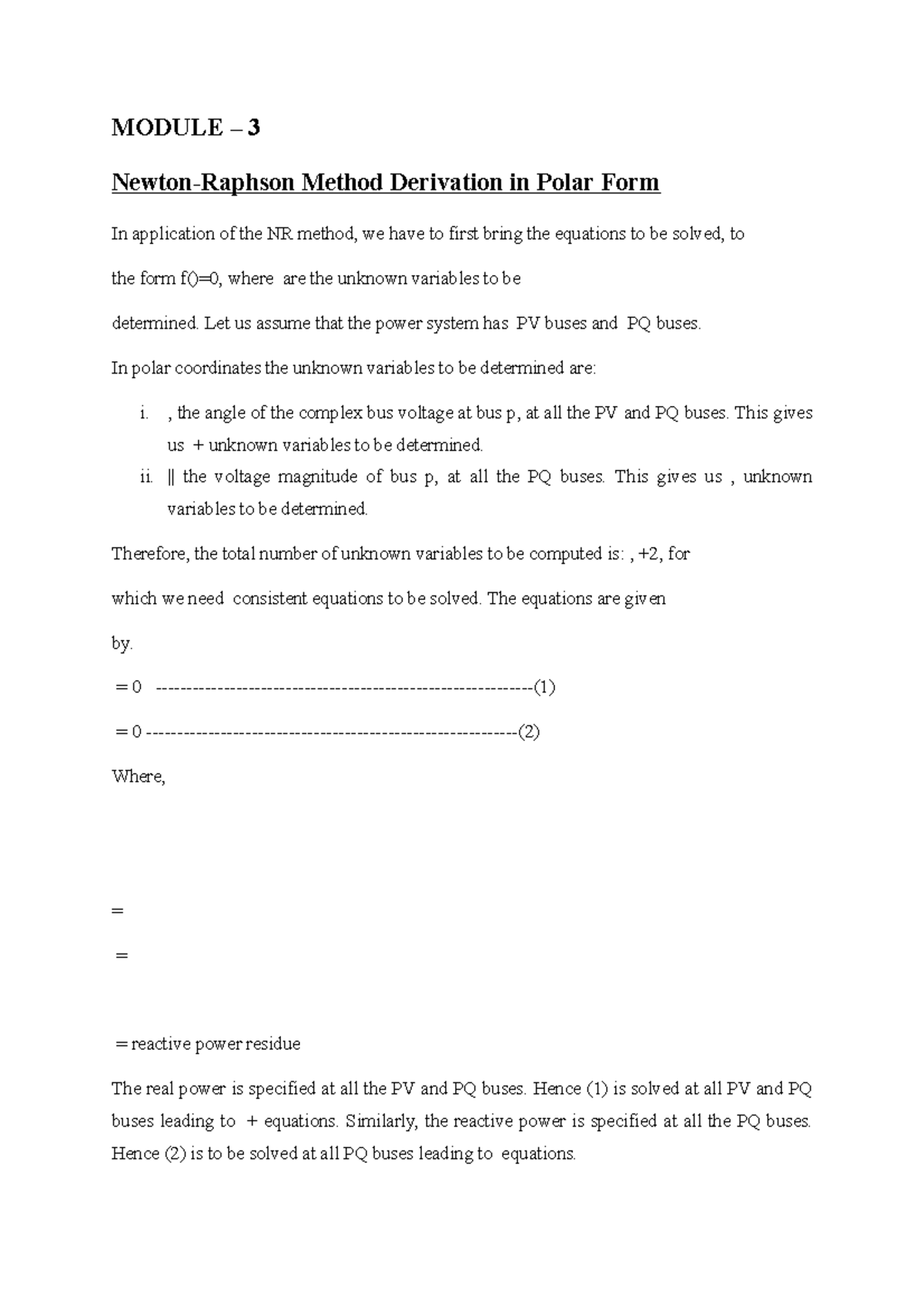 Module 3: Method Derivation in Polar Form for NR Technique - Studocu