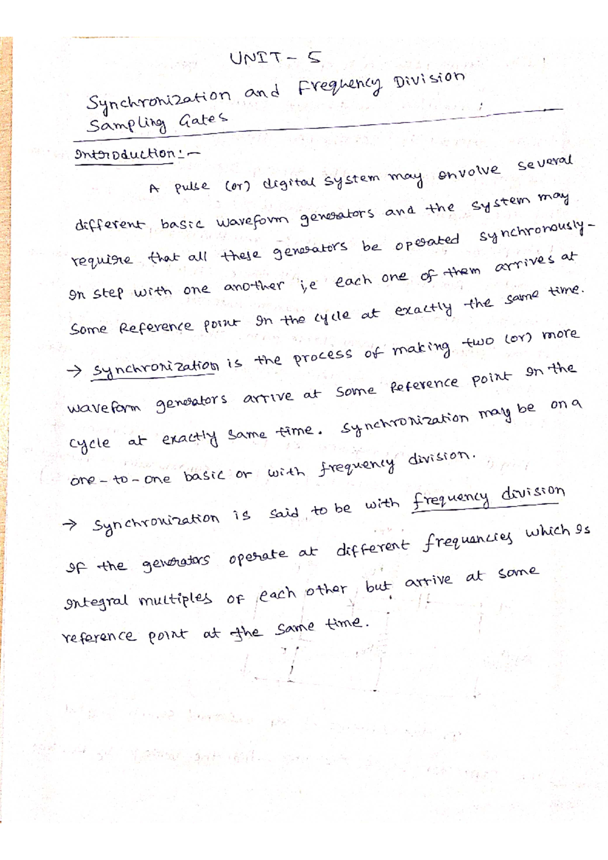 ECA Unit-5 Sampling Gates: Synchronization and Frequency Division ...