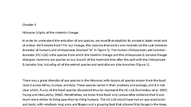 Chapter 5: Miocene Origins of the Hominin Lineage - Social Science ...