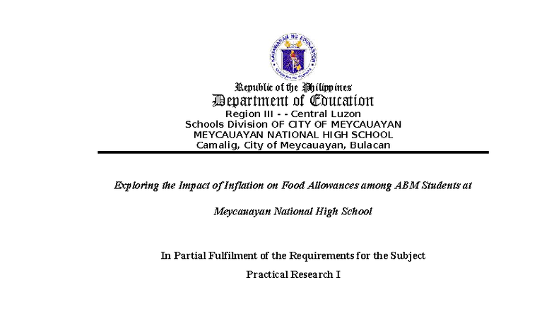 Exploring Inflation's Impact on Food Allowances: ABM Students' Insights ...