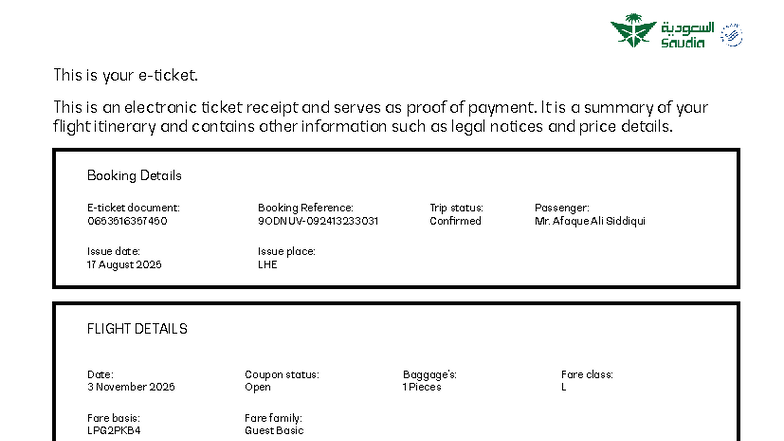 Flight Itinerary & Payment Receipt - Booking Ref: 0653516357450 - Studocu