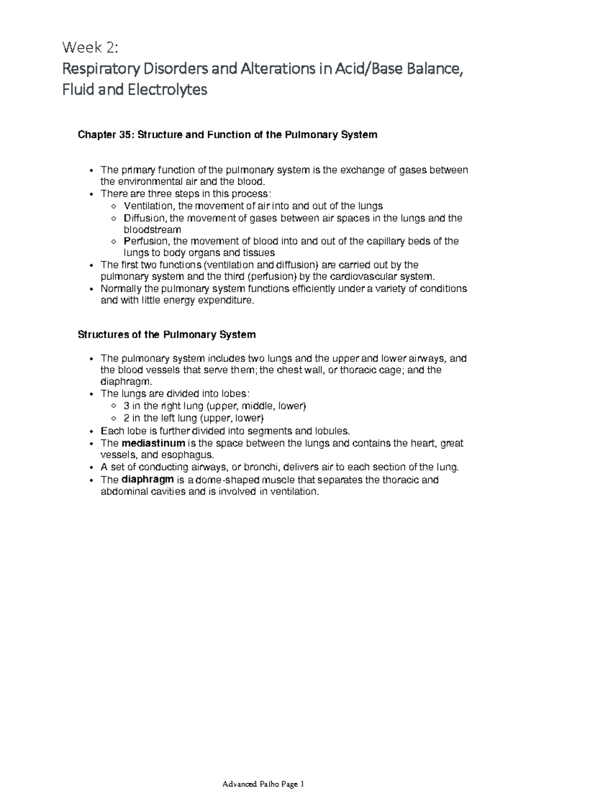 Week 2 Chapter 35 Structures Of The Pulmonary System Chapter 35 Structure And Function Of The