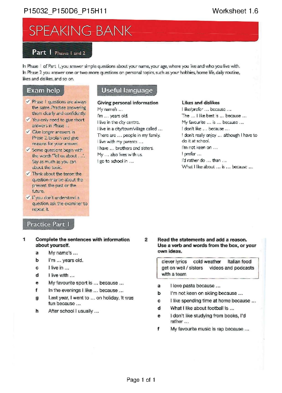 P15032_P150D6_P15H11 Worksheet 1.6 Speaking Bank Phases I & II - Studocu