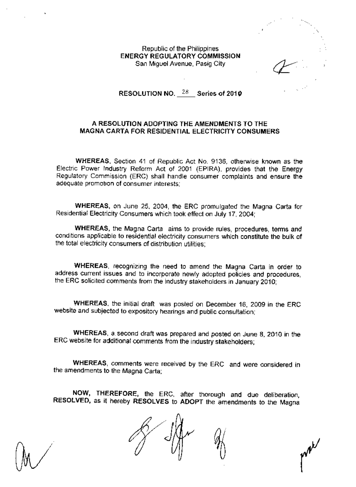 Magna Carta for Residential Electricity Consumers - bs civil ...