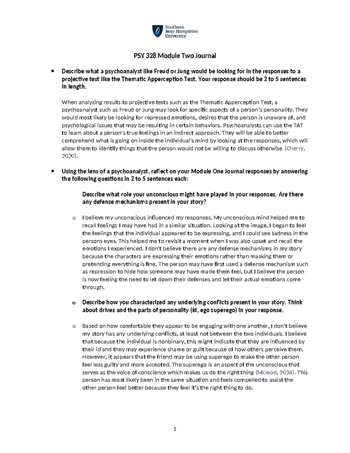 PSY 328 Module Two Journal - PSY 328 Module Two Journal Describe what a ...
