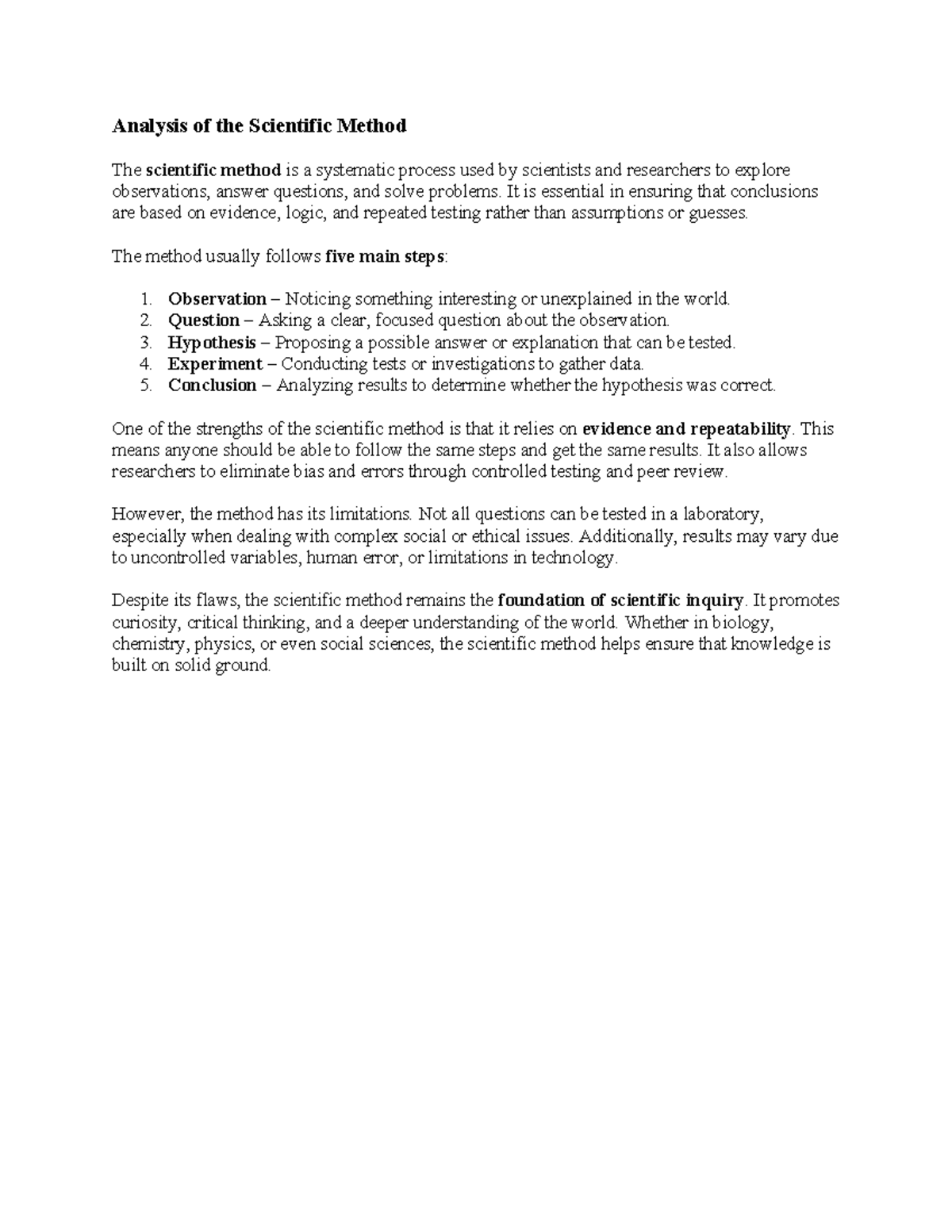 Scientific Method Analysis: Understanding Its Steps and Limitations ...