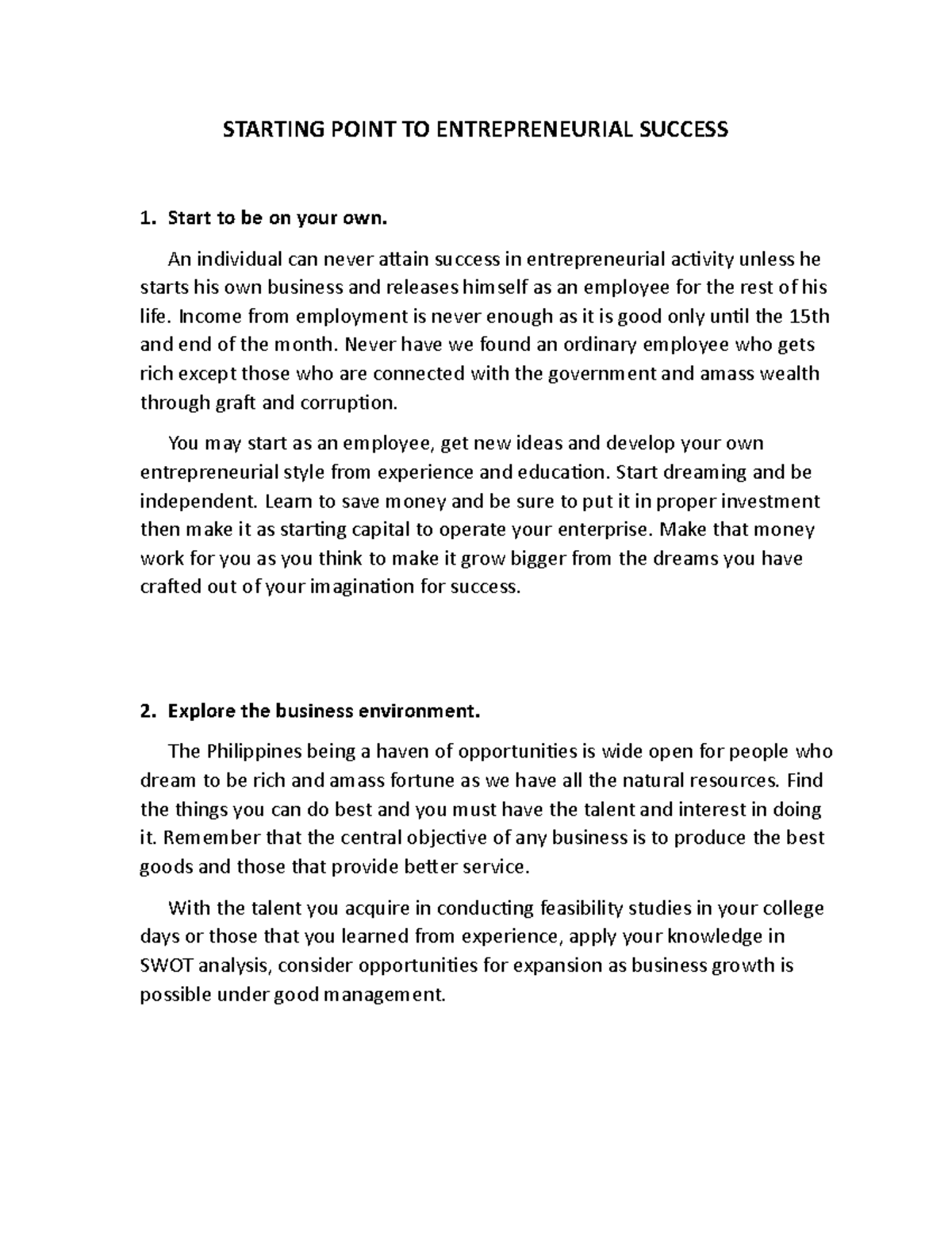 Entrepreneurial Success: A Guide to Starting Your Own Business - Studocu