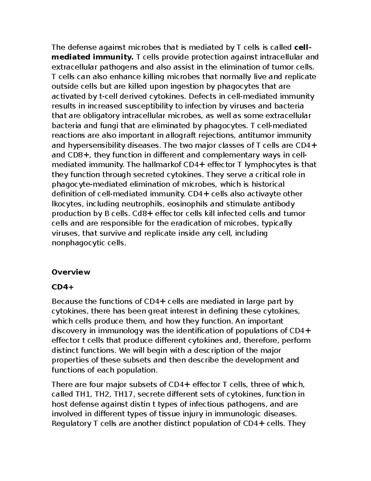 Cellular Mediated Immunity: T Cell Functions and Mechanisms - Studocu