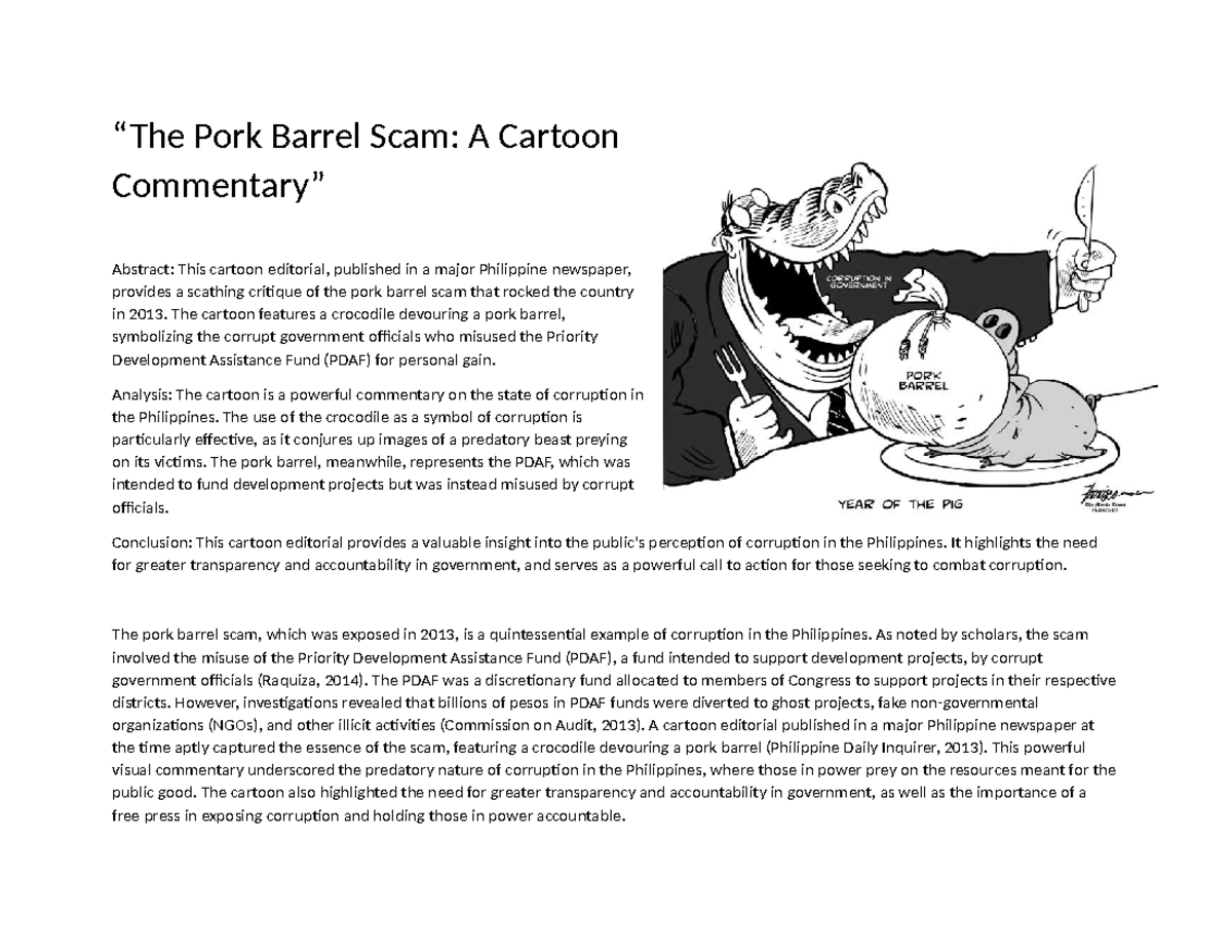 The Pork Barrel Scam - a example for secondary sources - “The Pork ...