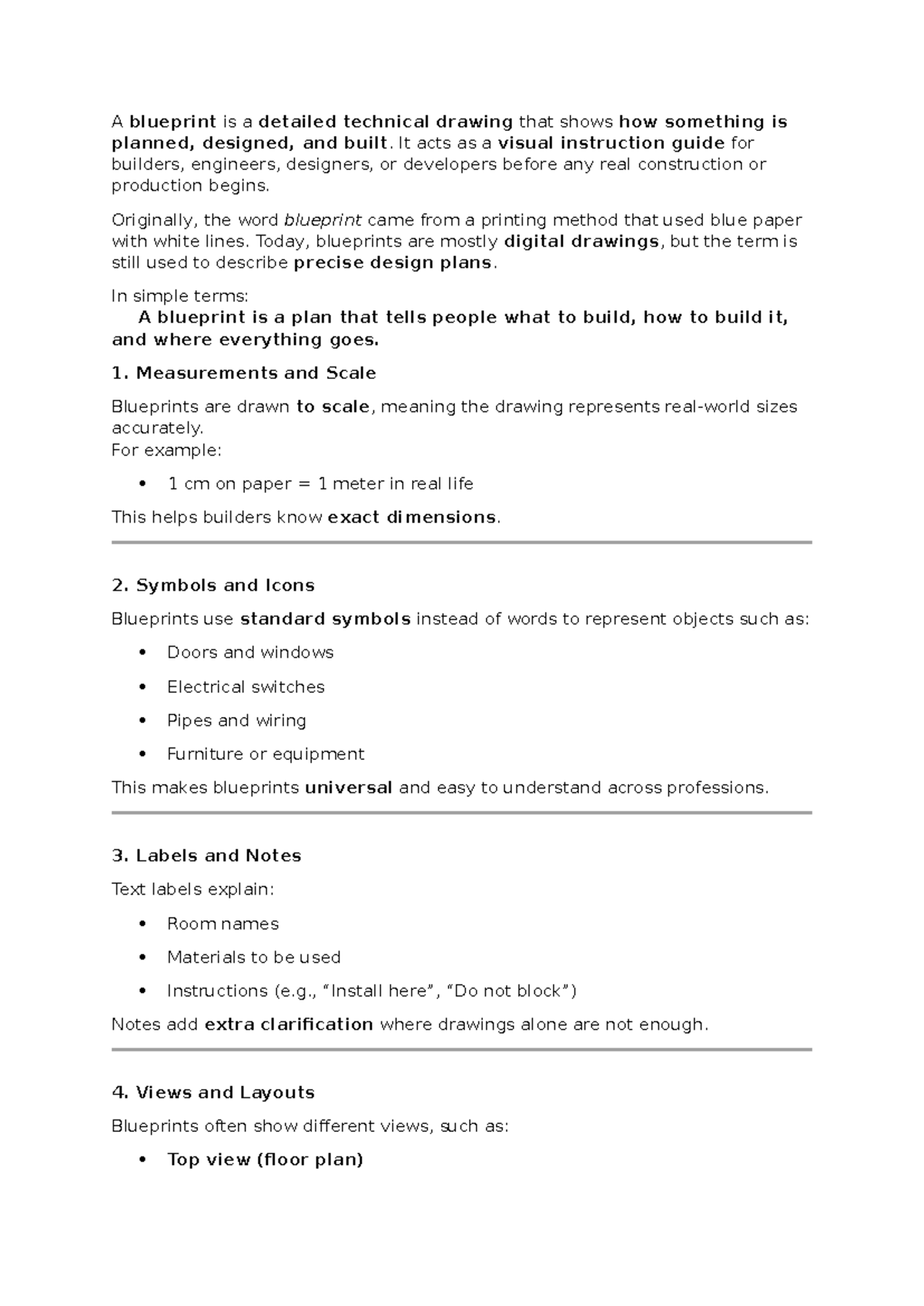 Blueprint Lectures: Understanding Technical Drawings and Design - Studocu