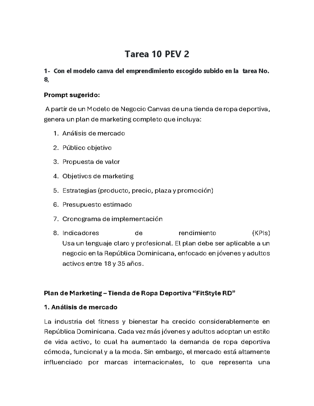 Plan de Marketing Completo para Tienda de Ropa Deportiva - Tarea 10 PEV ...