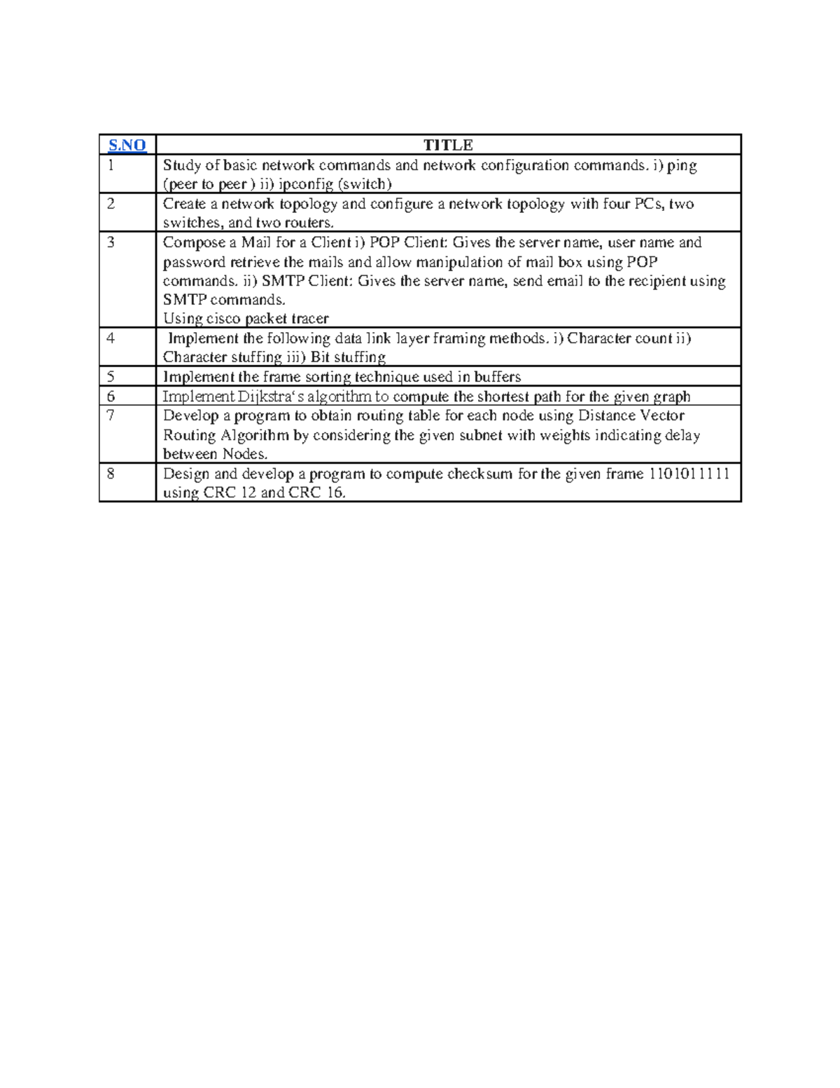 CNLab - Network Commands & Topology Configuration Experiments - Studocu