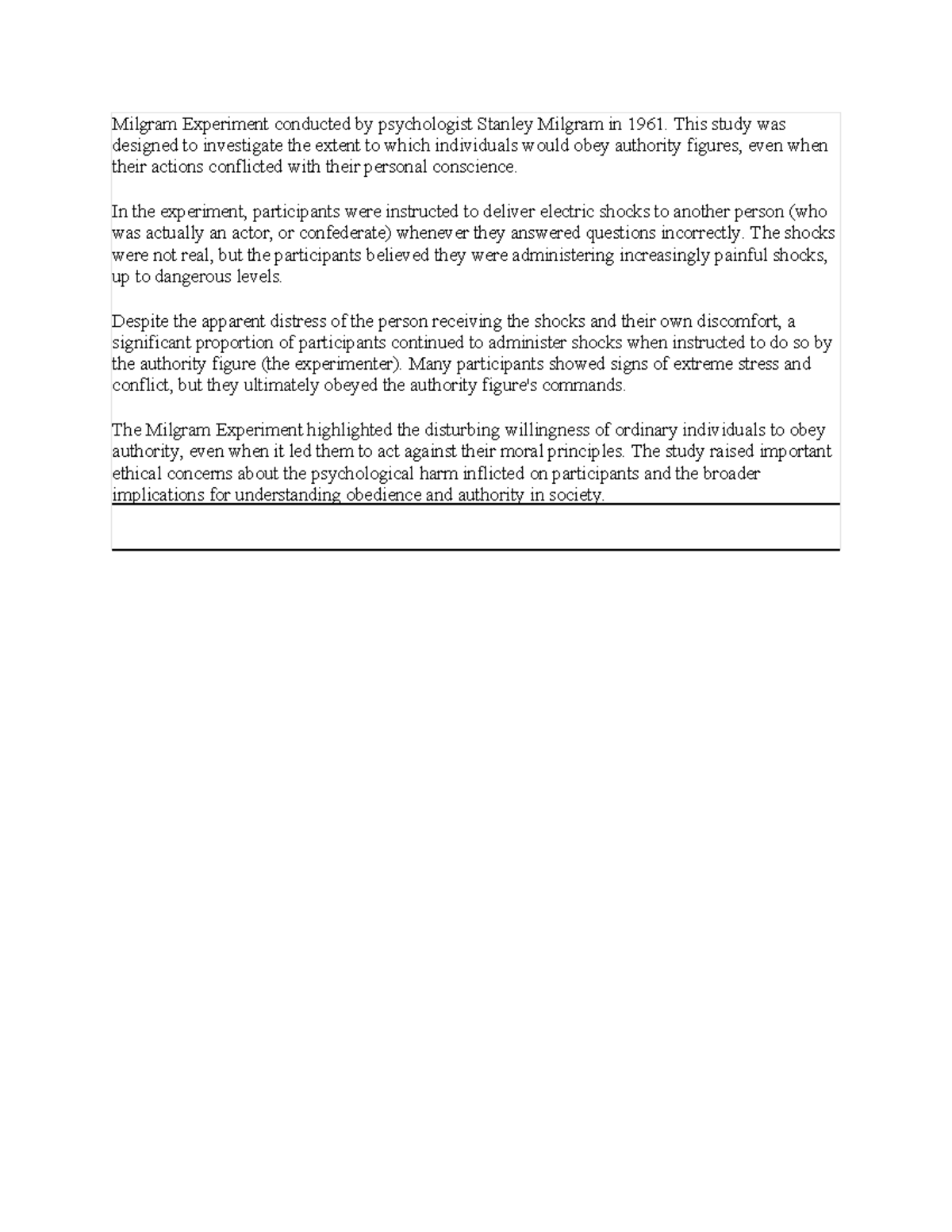 Milgram Experiment - This study was designed to investigate the extent ...