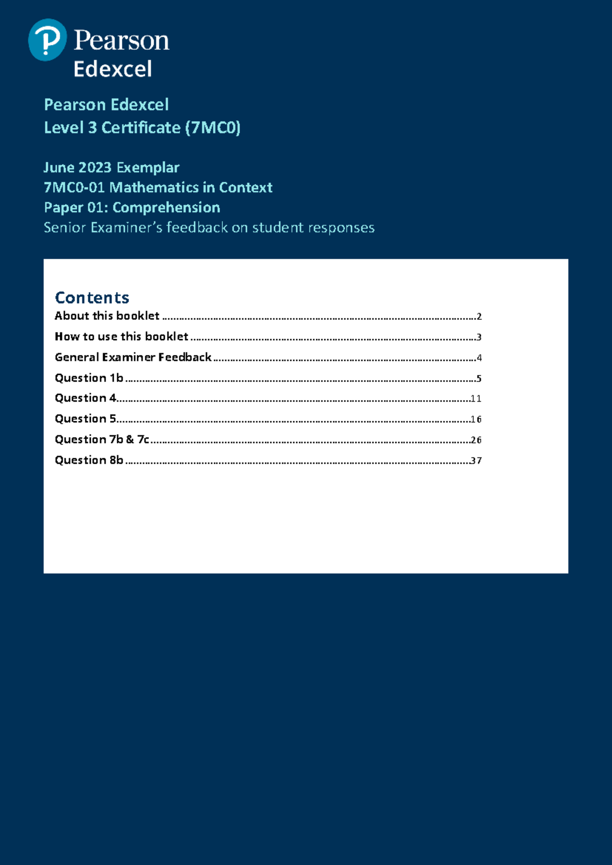 2306 7MC0-01 Core Maths Paper 1 - June 2023 Examiner Feedback - Studocu