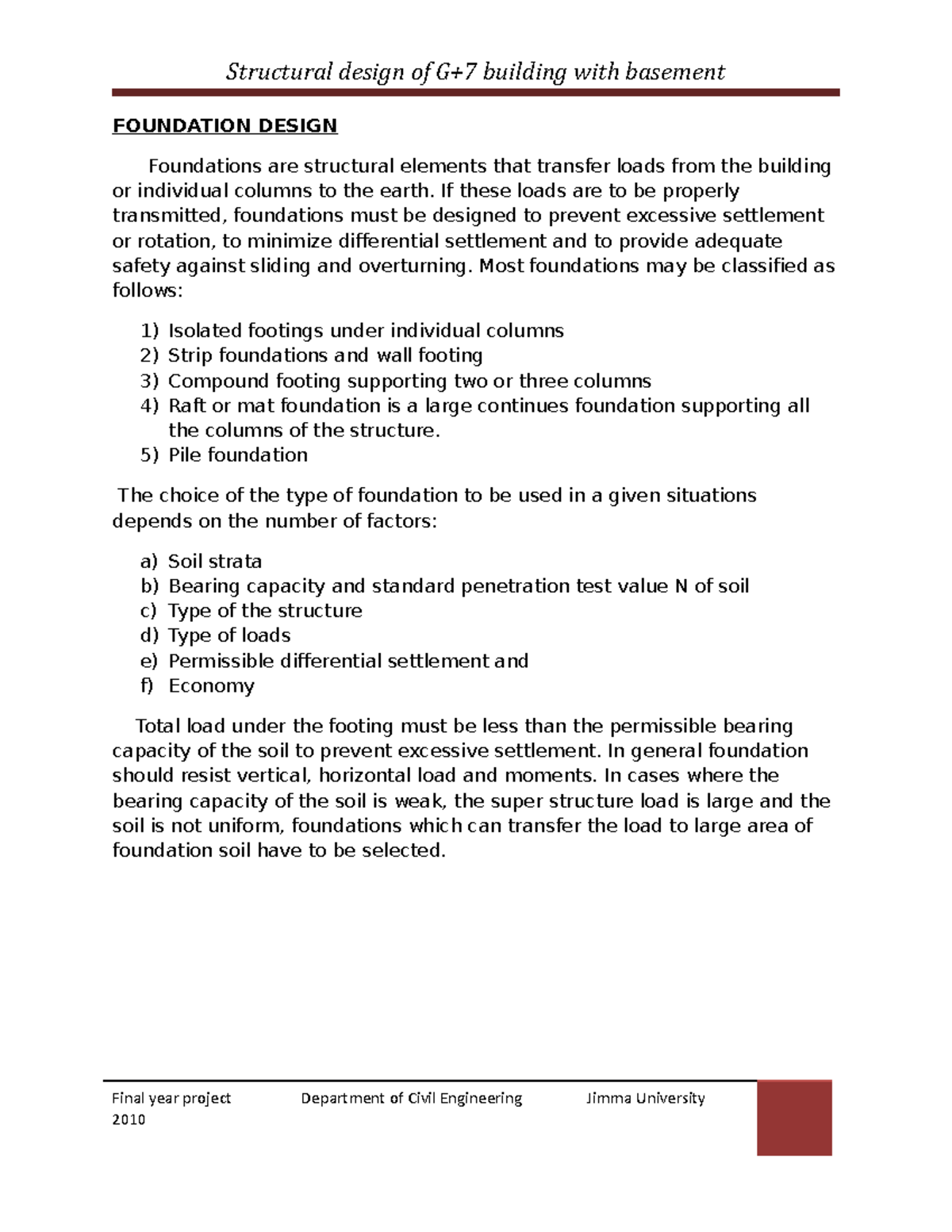 MAT 2 Foundation Design: Ribbed and Raft Foundations Analysis - Studocu