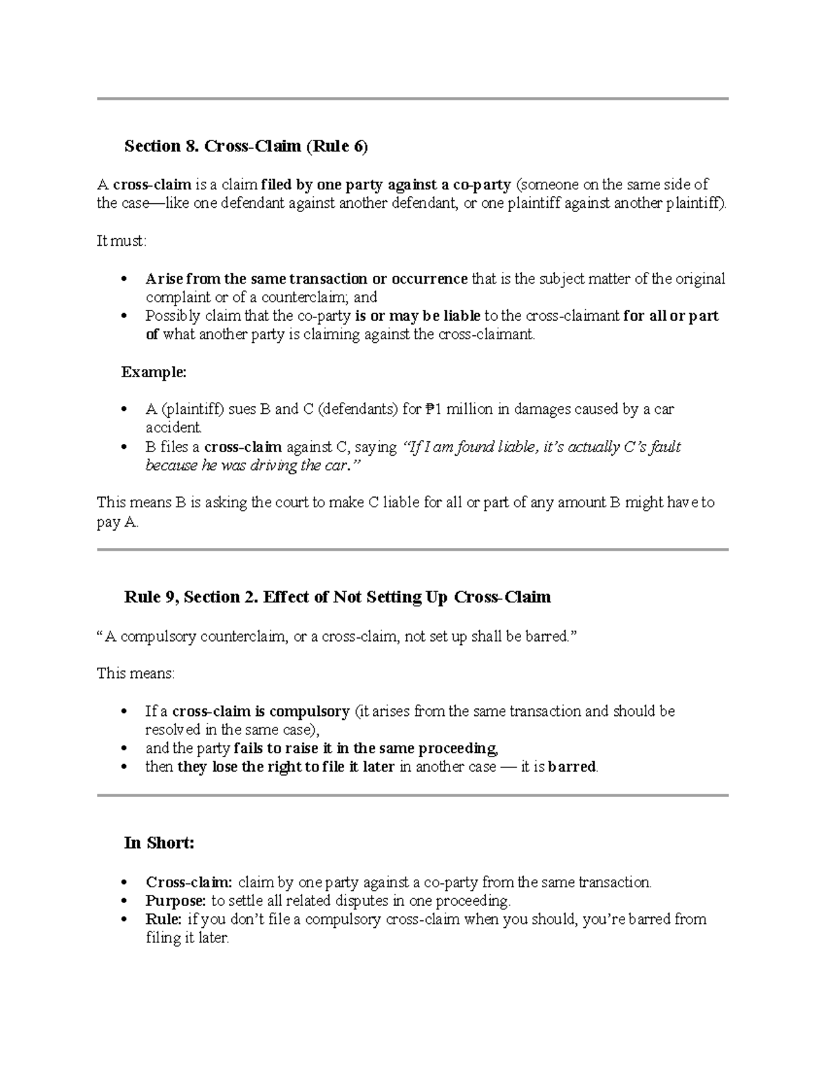 Rules of Court Overview: Key Sections and Case Insights - Studocu