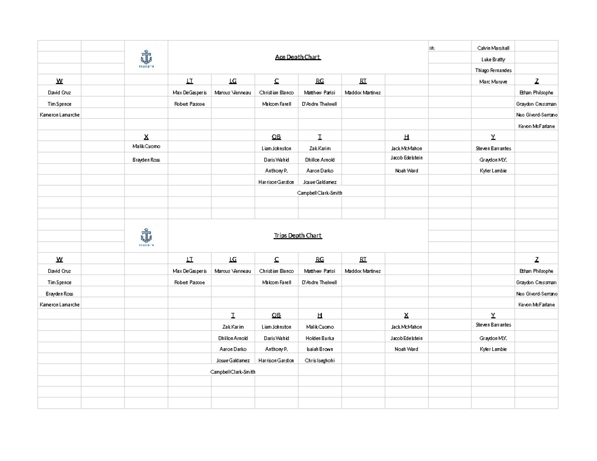 IR: 2025 Junior Depth Chart Analysis and Player Positions - Studocu
