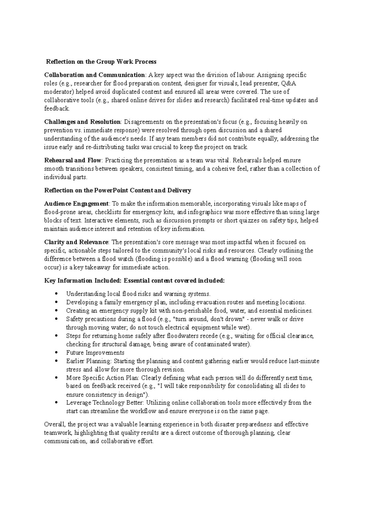 Reflection on Group Work Process: Collaboration & Communication (Topic ...