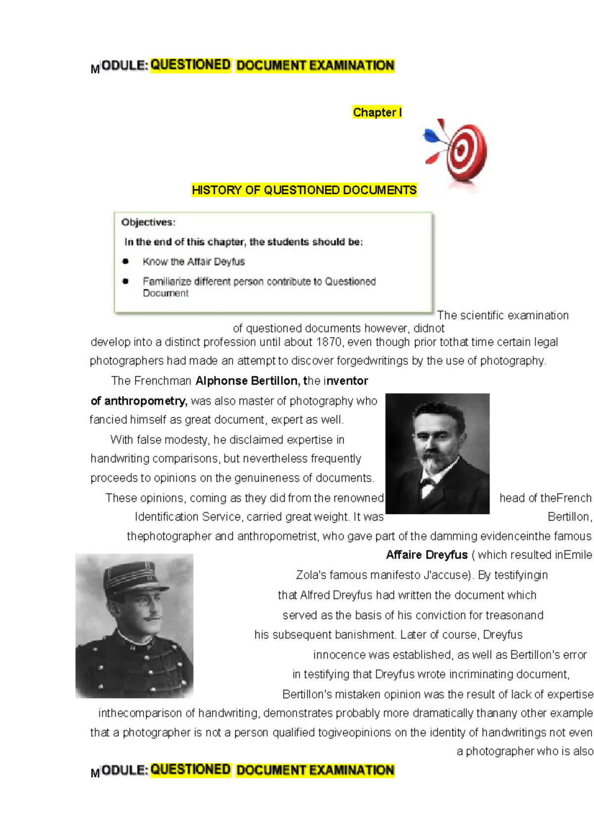 Chapter I: Historical Overview of Questioned Documents - Studocu