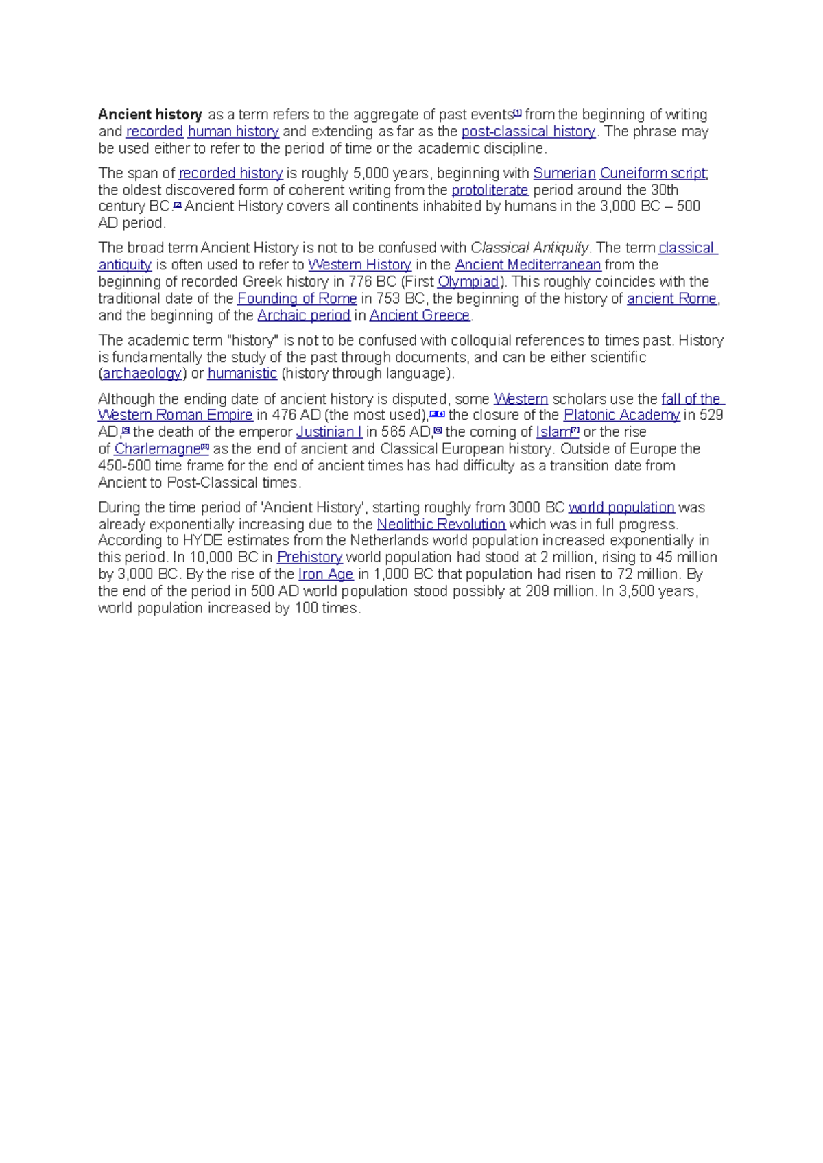 Ancient History Overview: Key Concepts and Timeline (Course Code ...