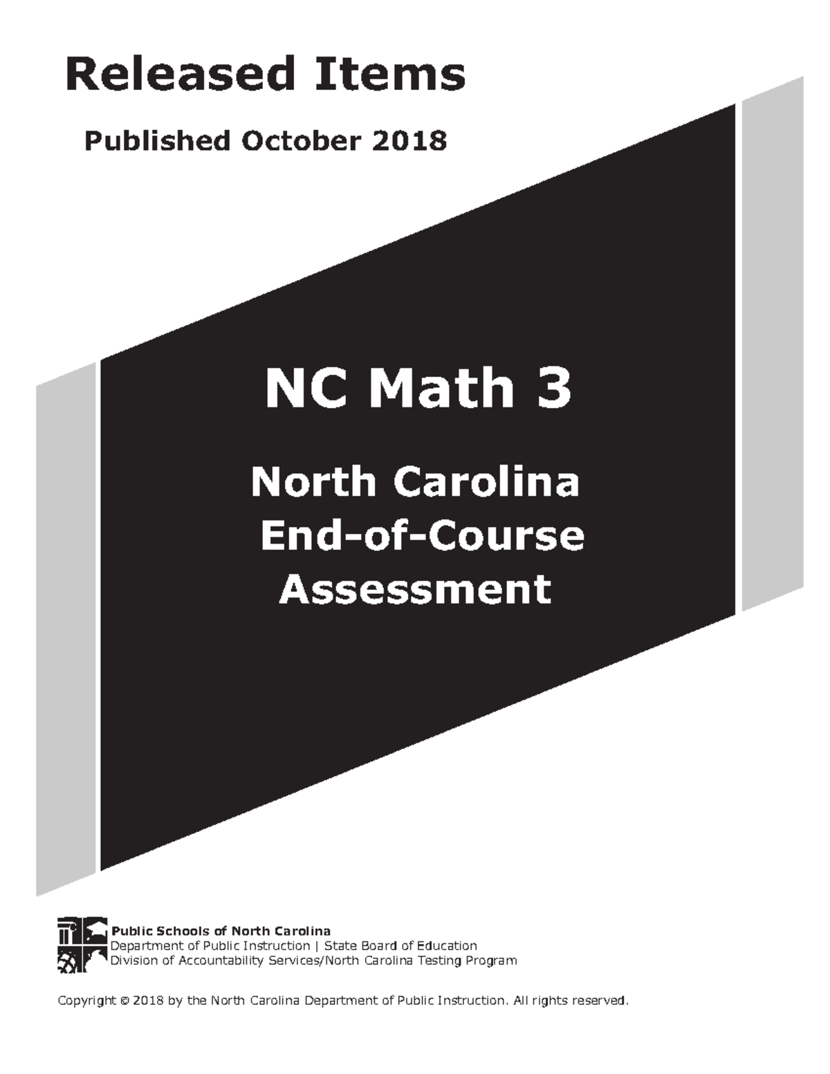 NC Math 3 Released Test (no answers) - Released Items Published October ...