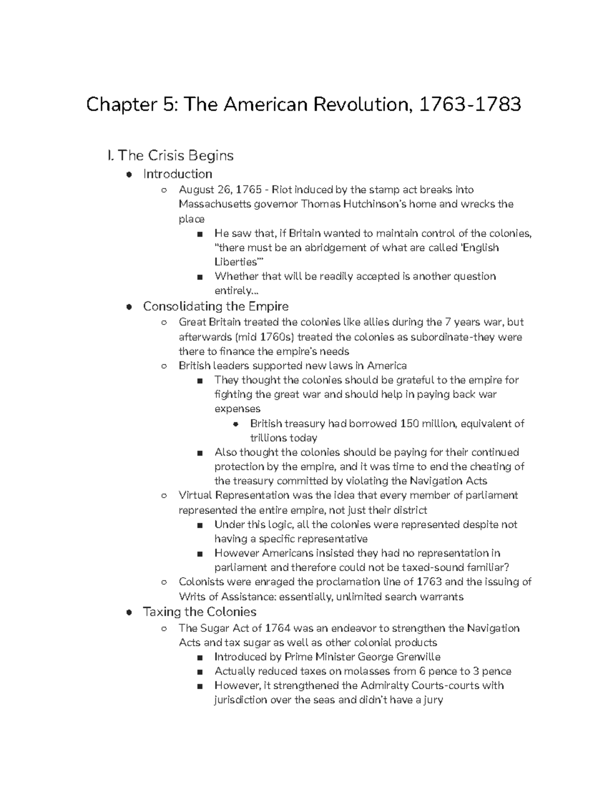 Outline of Chapter 5: The American Revolution in Eric Foner's Give Me ...