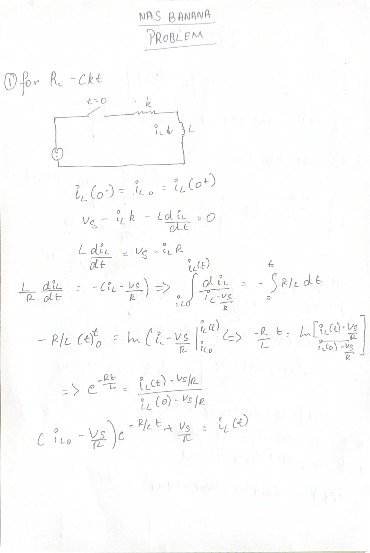 NAS Banana Problem 1 - R Circuit Analysis and Derivations - Studocu
