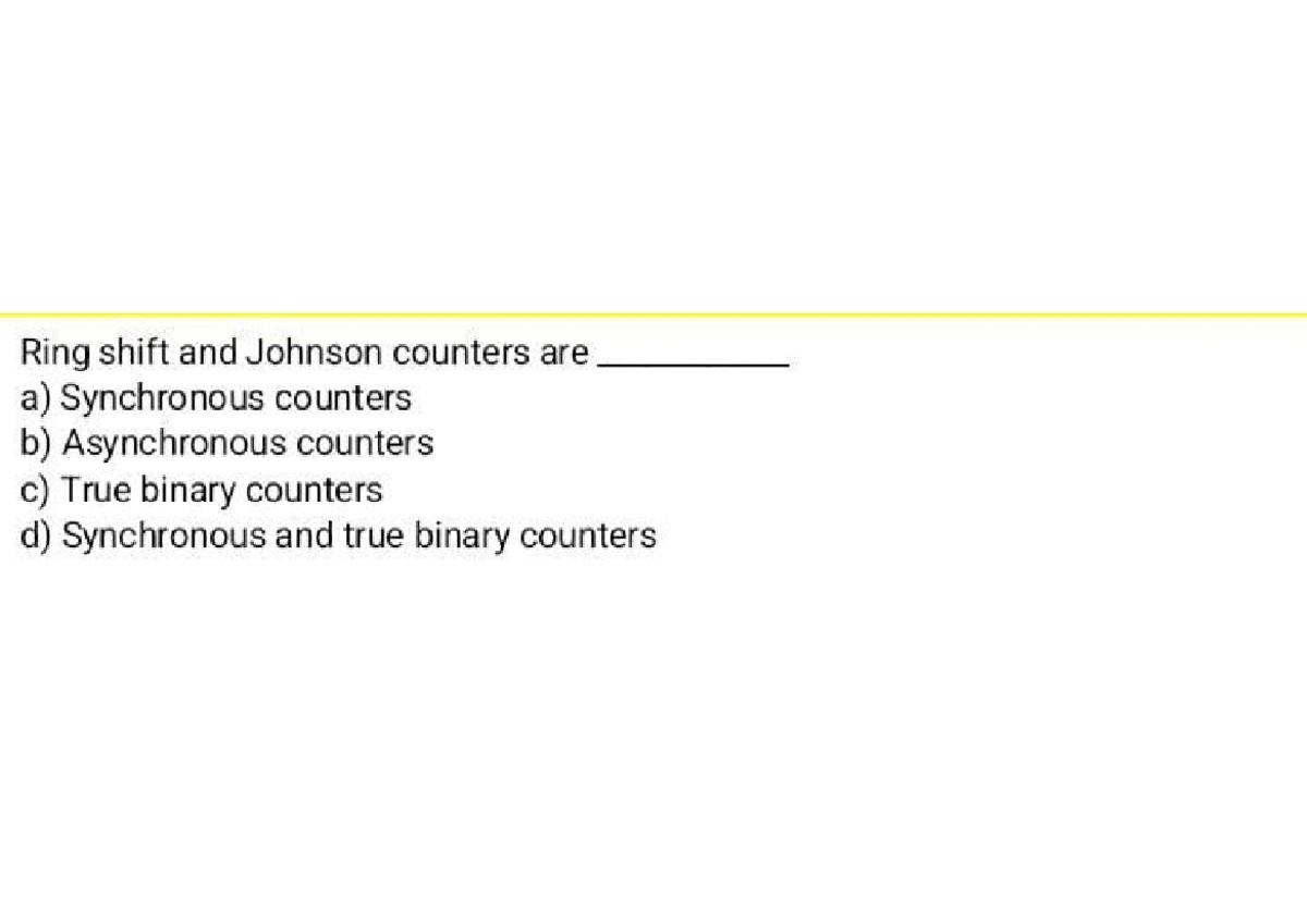 Important MCQs on Ring Shift & Johnson Counters - MMJJb - Studocu