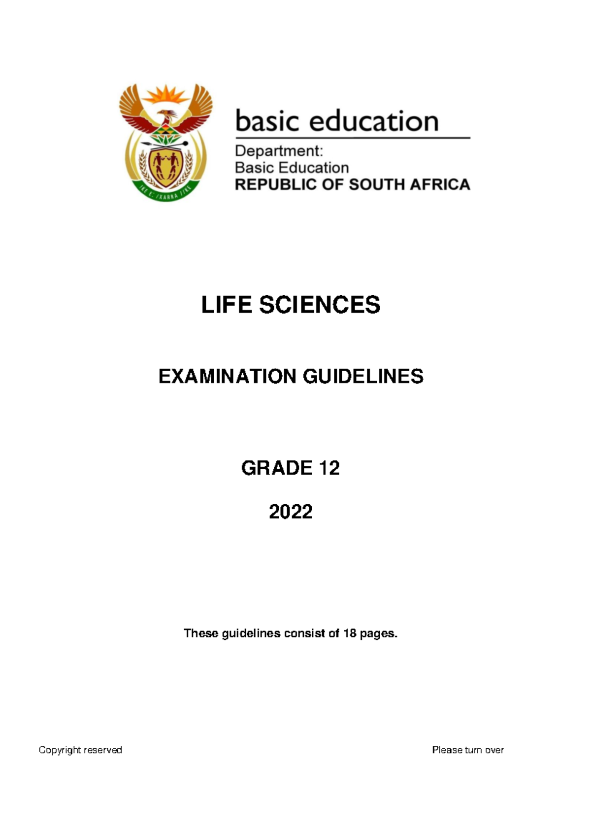 LIFE SCIENCES 2 GRADE 12 EXAMINATION GUIDELINES 2022 - Studocu