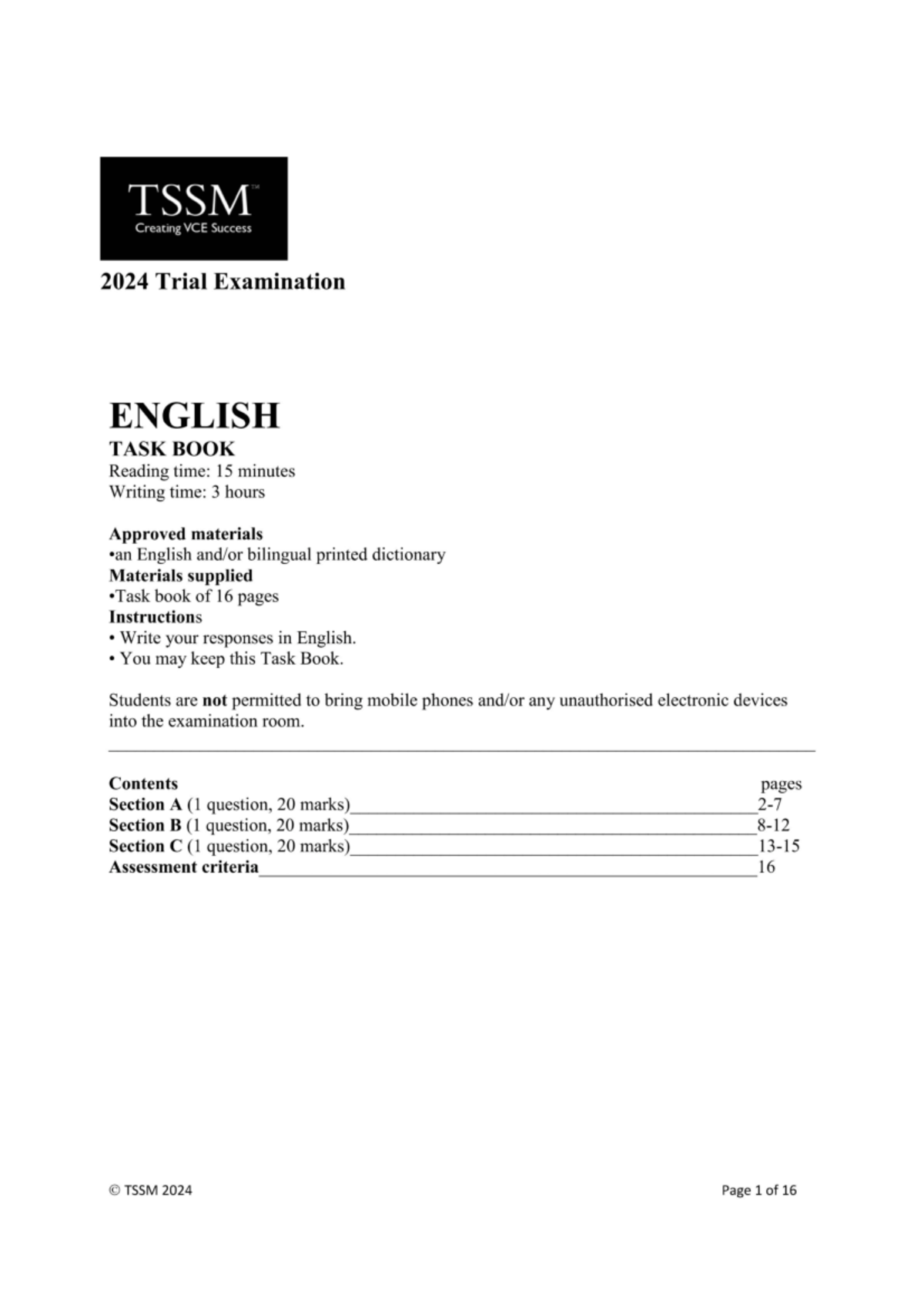2024 TSSM Units 3 & 4 - English Trial Exam Preparation Guide - Studocu