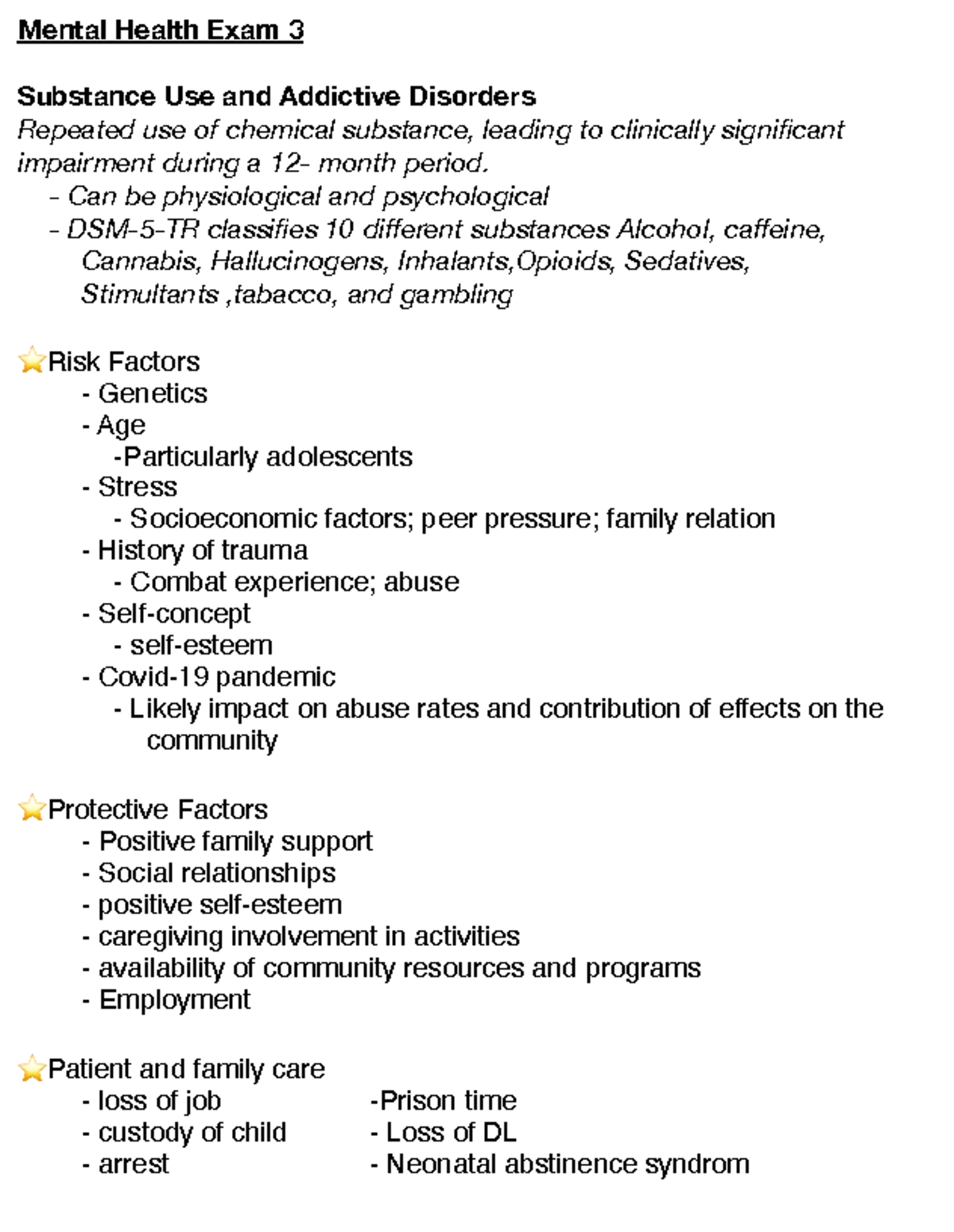 Mental Health Exam 3 - Overview of Substance Use & Addictive Disorders ...