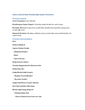 Victory School Club Membership System Flowchart Overview - Studocu