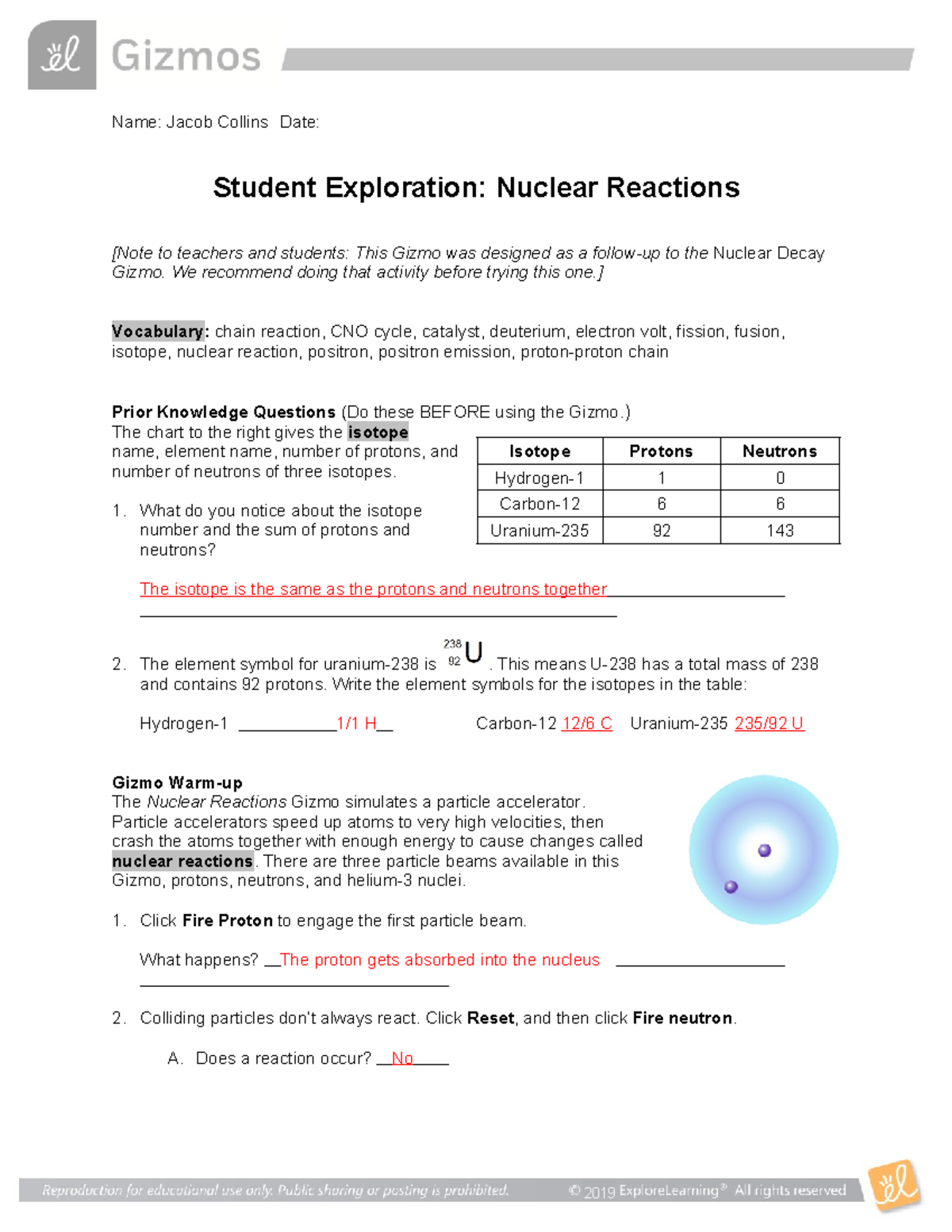 Nuclear Reactions Exploration: Gizmo Activity SE - Studocu