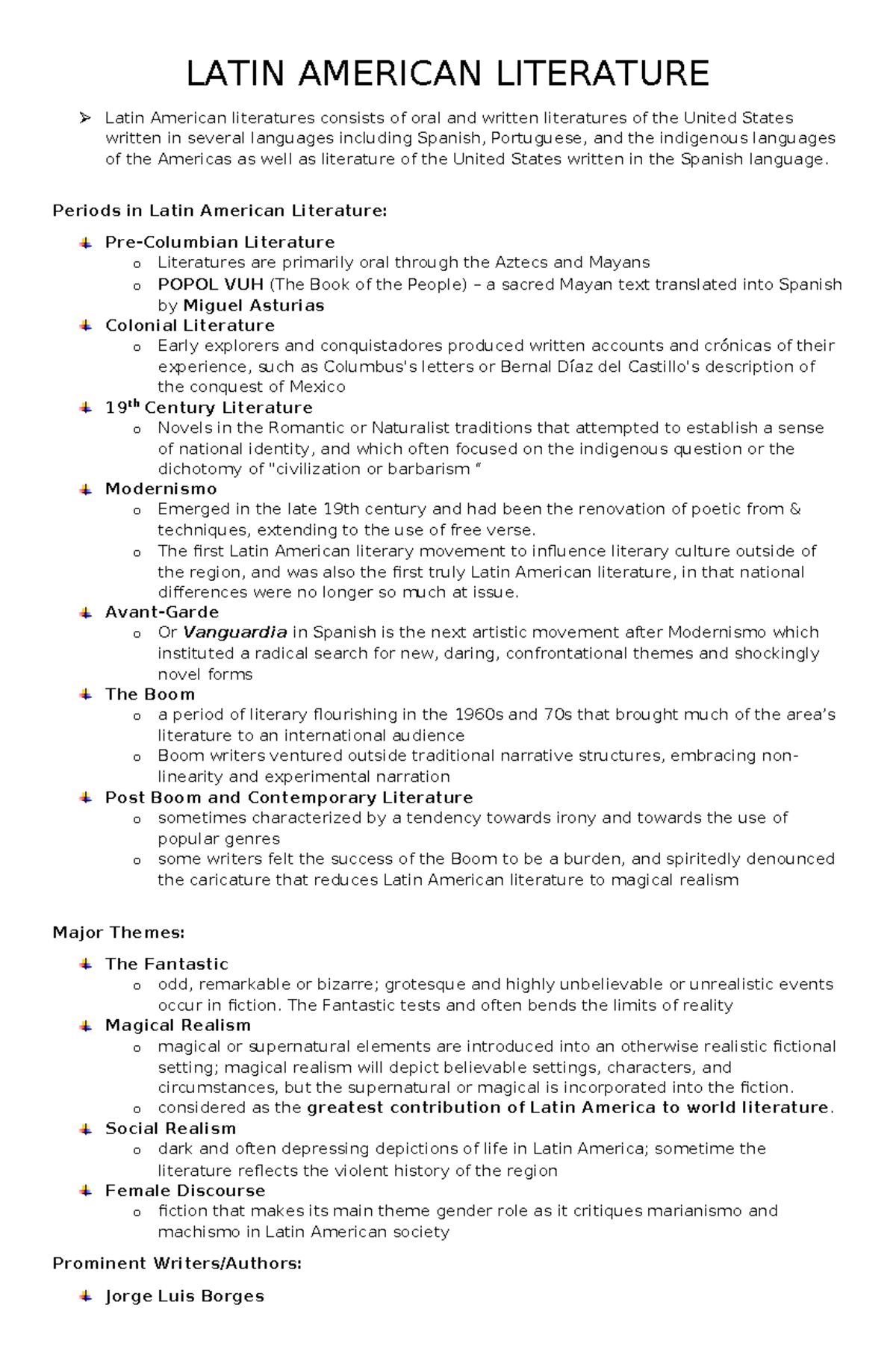 LAT 302: Overview of Key Themes and Authors in Latin American Lit - Studocu