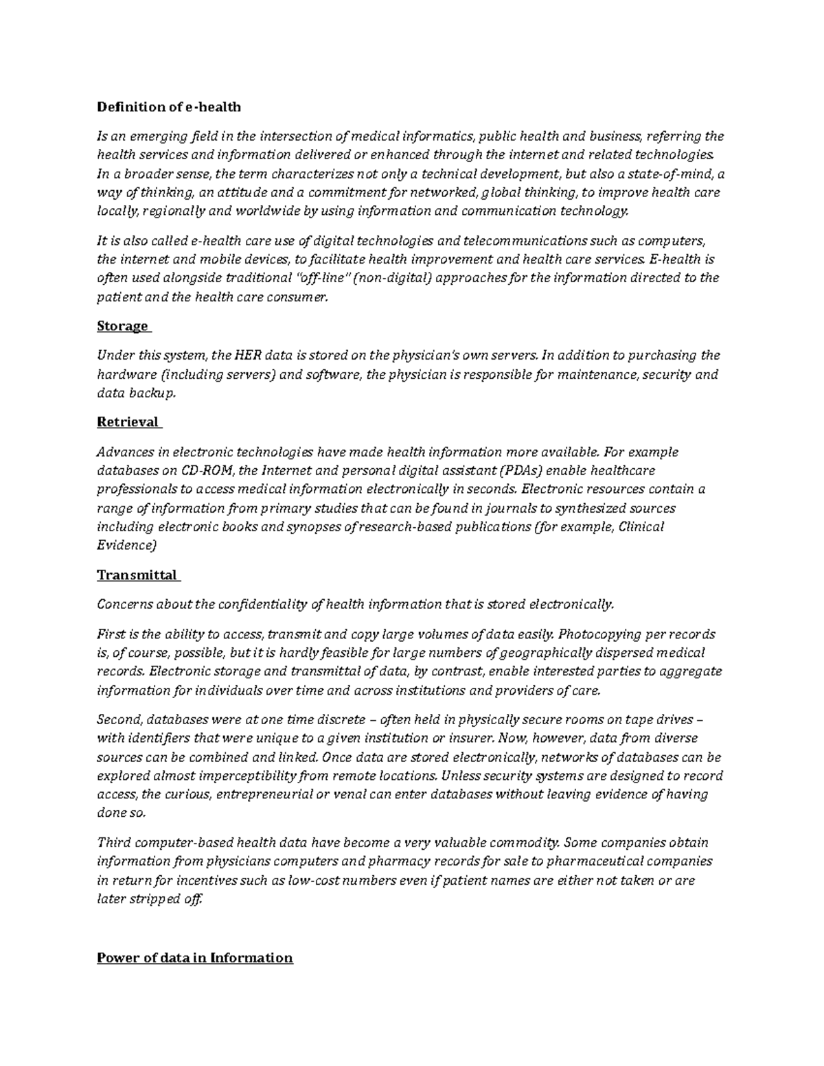 IT and Community Health: Understanding E-Health & Its Impact - Studocu