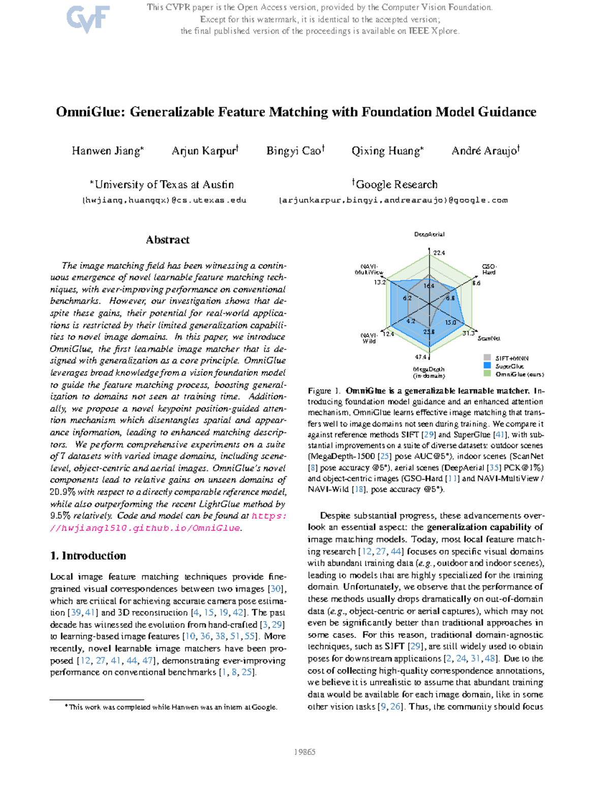 OmniGlue: Generalizable Feature Matching with Foundation Model Guidance ...