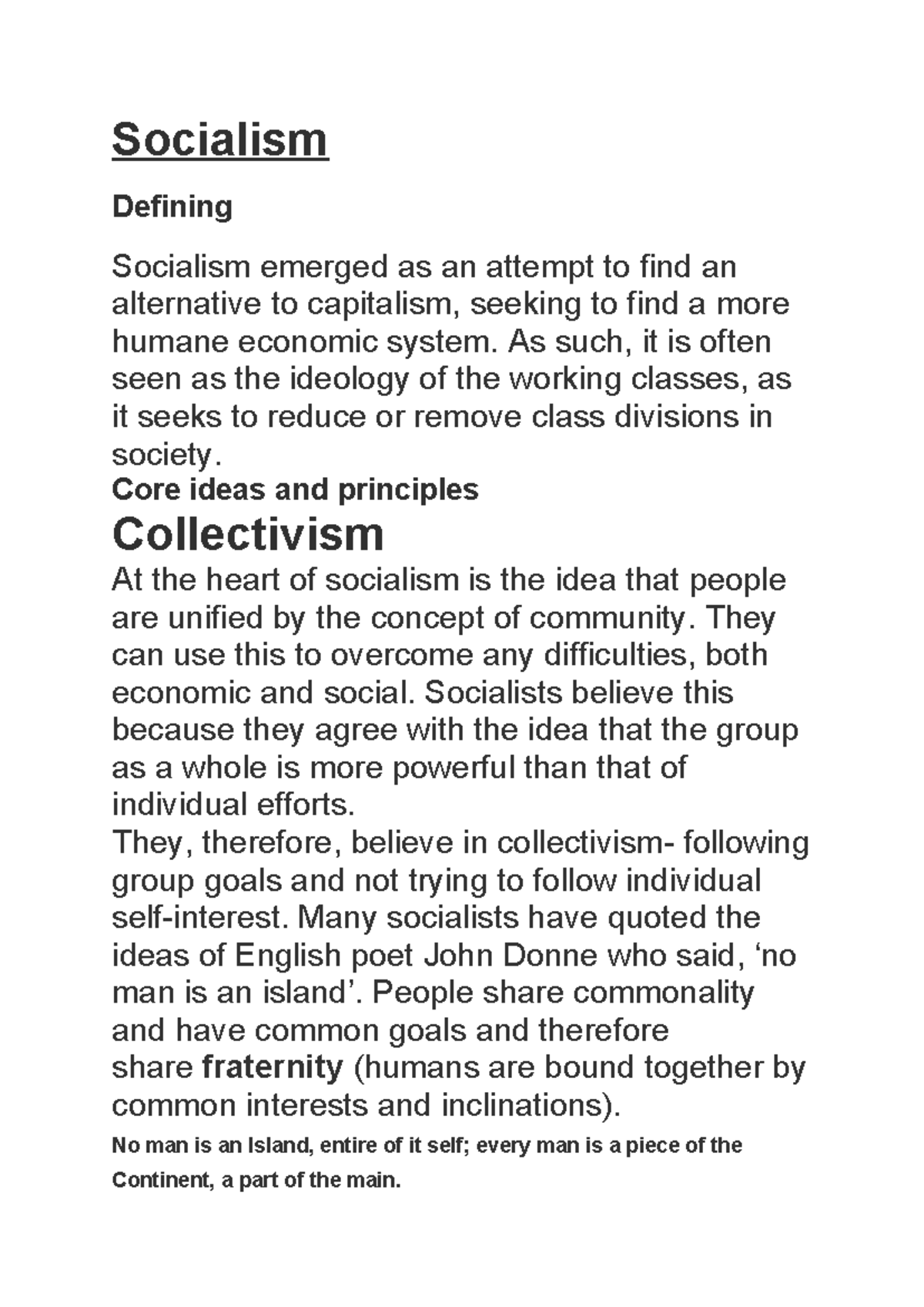 3 - Socialism: Key Concepts and Theories Overview - Studocu