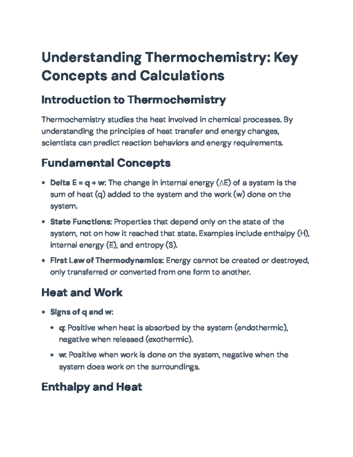 Understanding Thermochemistry: Key Concepts and Calculations ...